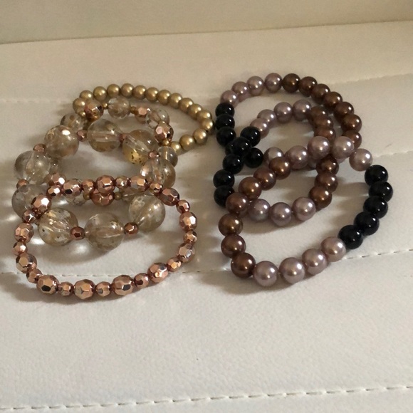 Dress Barn | Jewelry | Vintage 7 Beaded Bracelets Grays Black | Poshmark
